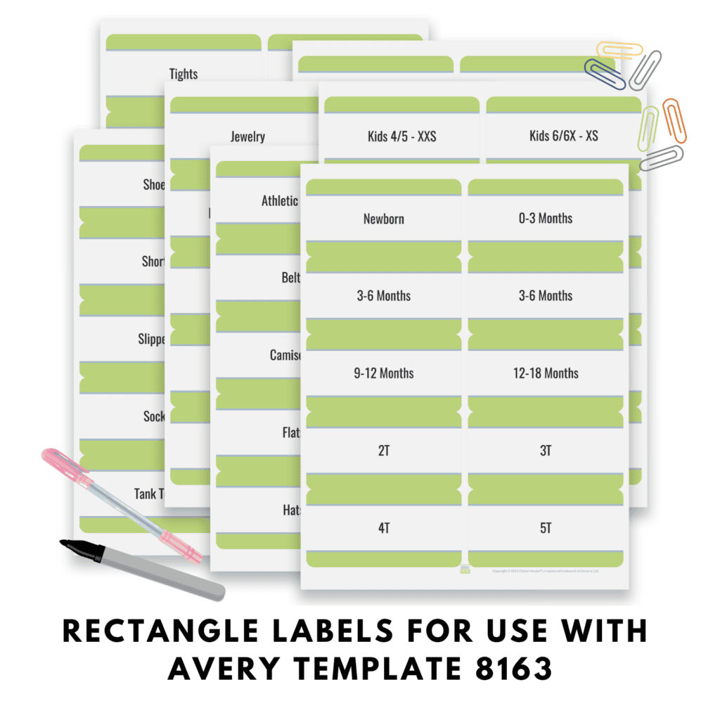 Closet Organization Labels By Clutter Keeper