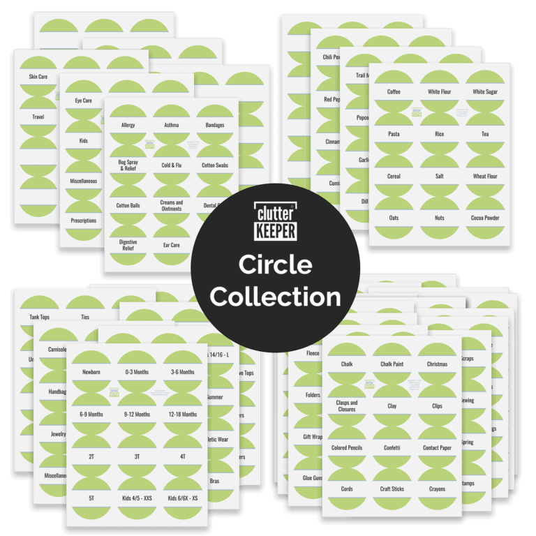 Home Organization Labels - The Circle Collection By Clutter Keeper